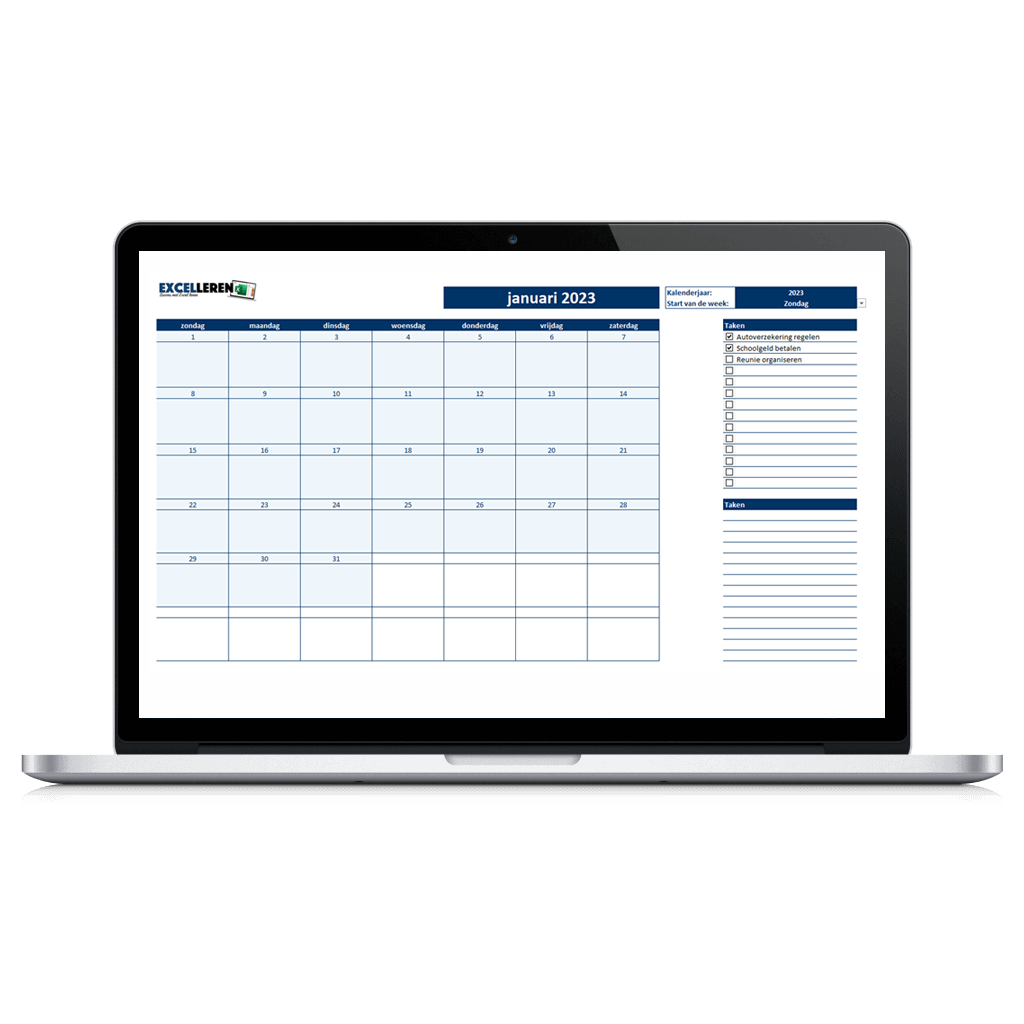 Excel jaarkalender sjabloon - tot in lengte van jaren - Succes met ...
